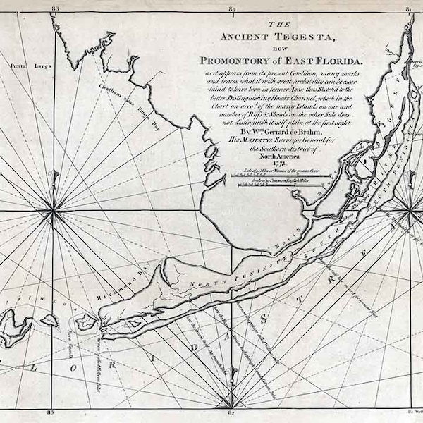 Map of Southern Florida - Etsy
