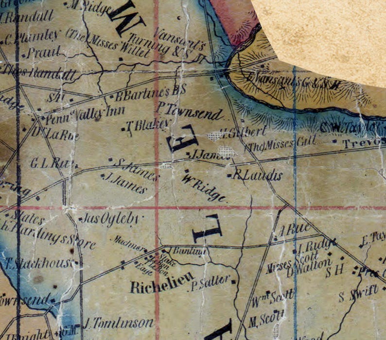 1850 Map of Bensalem Township Bucks County Pennsylvania - Etsy