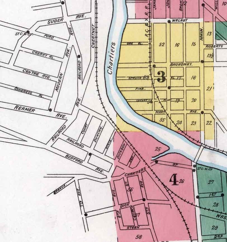 1896 Sanborn Map of Carnegie Allegheny County Pennsylvania - Etsy