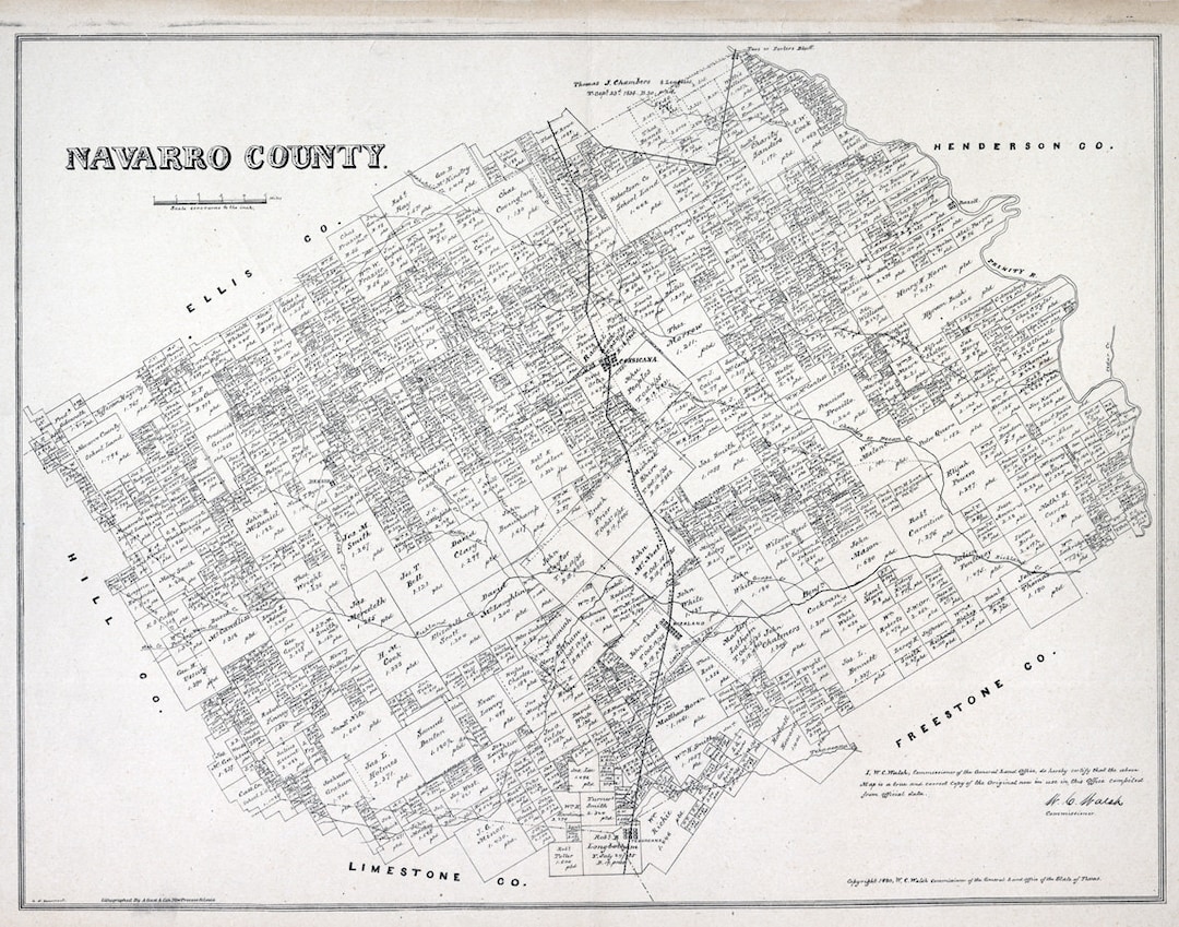 1880 Farm Line Map of Navarro County Texas - Etsy
