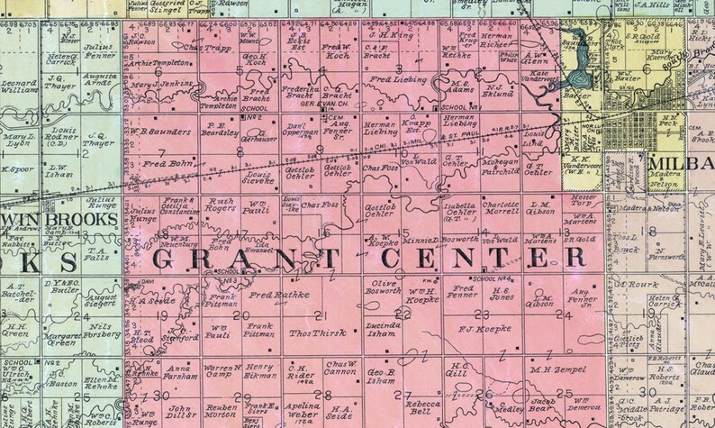 1899 Map of Grant County South Dakota Milbank | Etsy