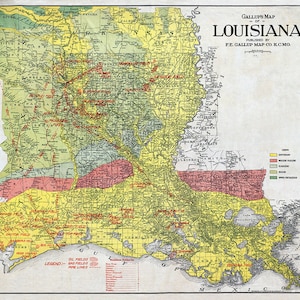 1919 Map of Louisiana Oil and Gas Fields Pipelines - Etsy