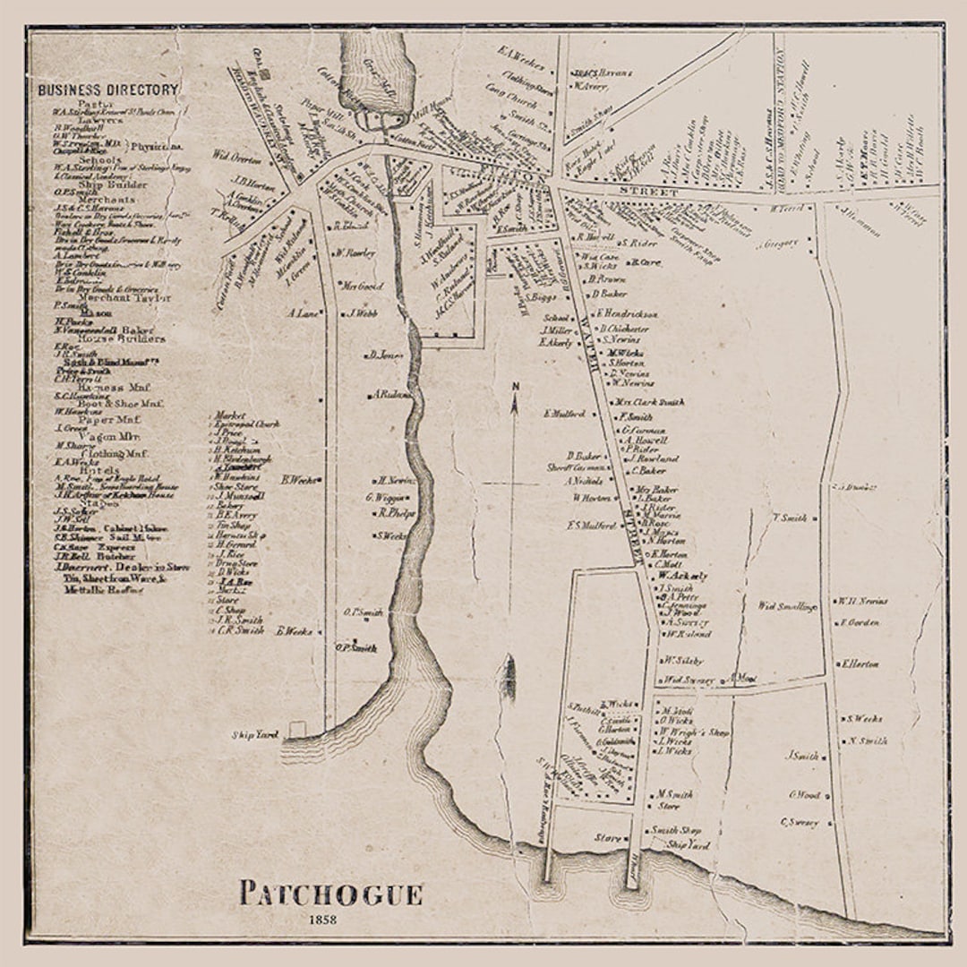 1858 Map of Patchogue Suffolk County New York - Etsy