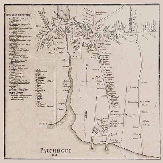 1858 Map of Patchogue Suffolk County New York - Etsy