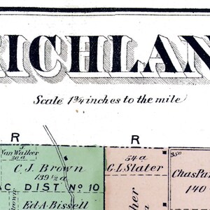 1873 Map of Richland Township Kalamazoo County Michigan - Etsy