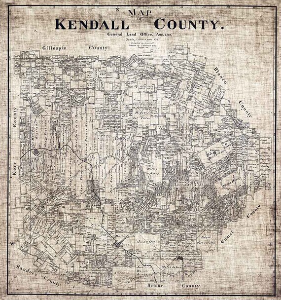 1919 Farm Line Map of Kendall County Texas | Etsy