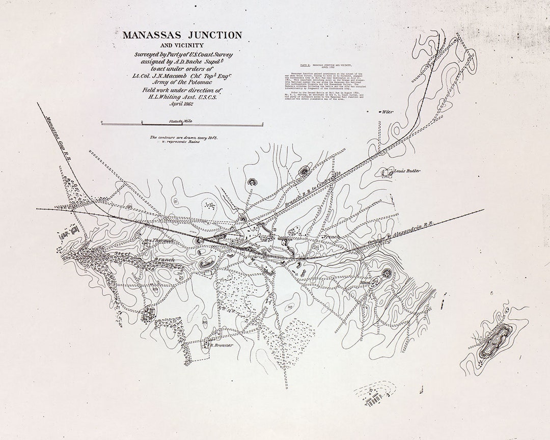1862 Map of Manassas Junction Virginia - Etsy