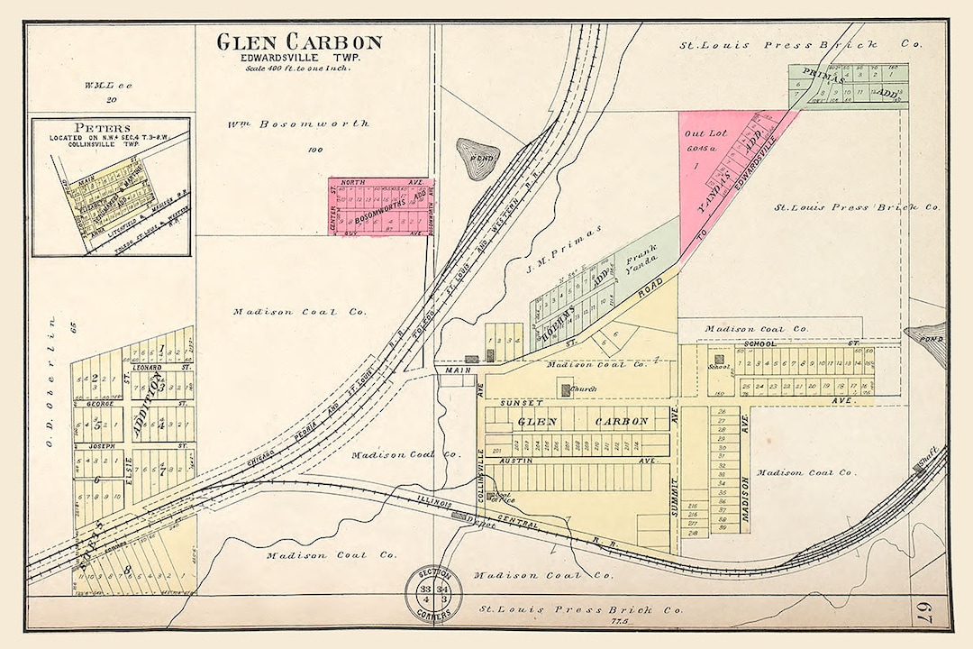 1906 Map of Glen Carbon Madison County Illinois - Etsy
