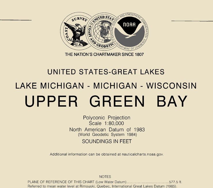 2016 Nautical Map of Upper Green Bay to Baileys Harbor Door - Etsy