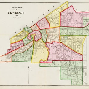 1874 Map of Cleveland Ohio - Etsy