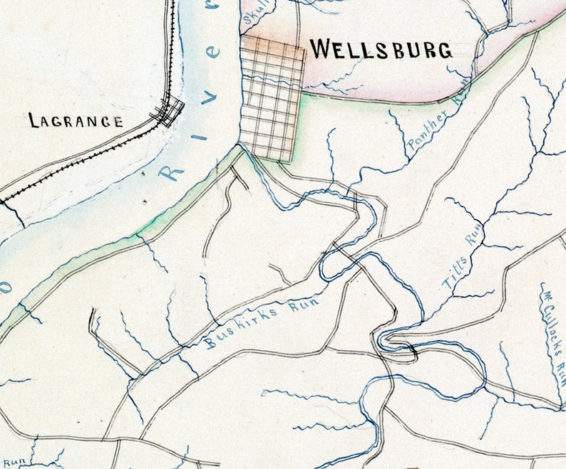 1889 Map of Brooke County West Virginia - Etsy