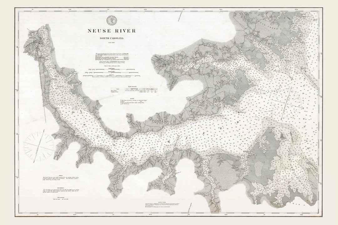 1874 Nautical Chart of Neuse River North Carolina - Etsy