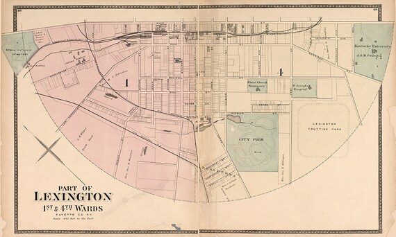 1877 Map of Southern Lexington Fayette County Kentucky - Etsy