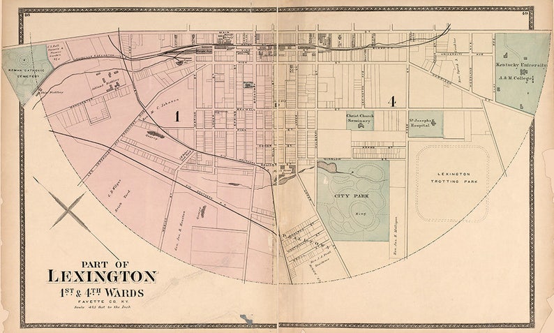 1877 Map of Southern Lexington Fayette County Kentucky - Etsy