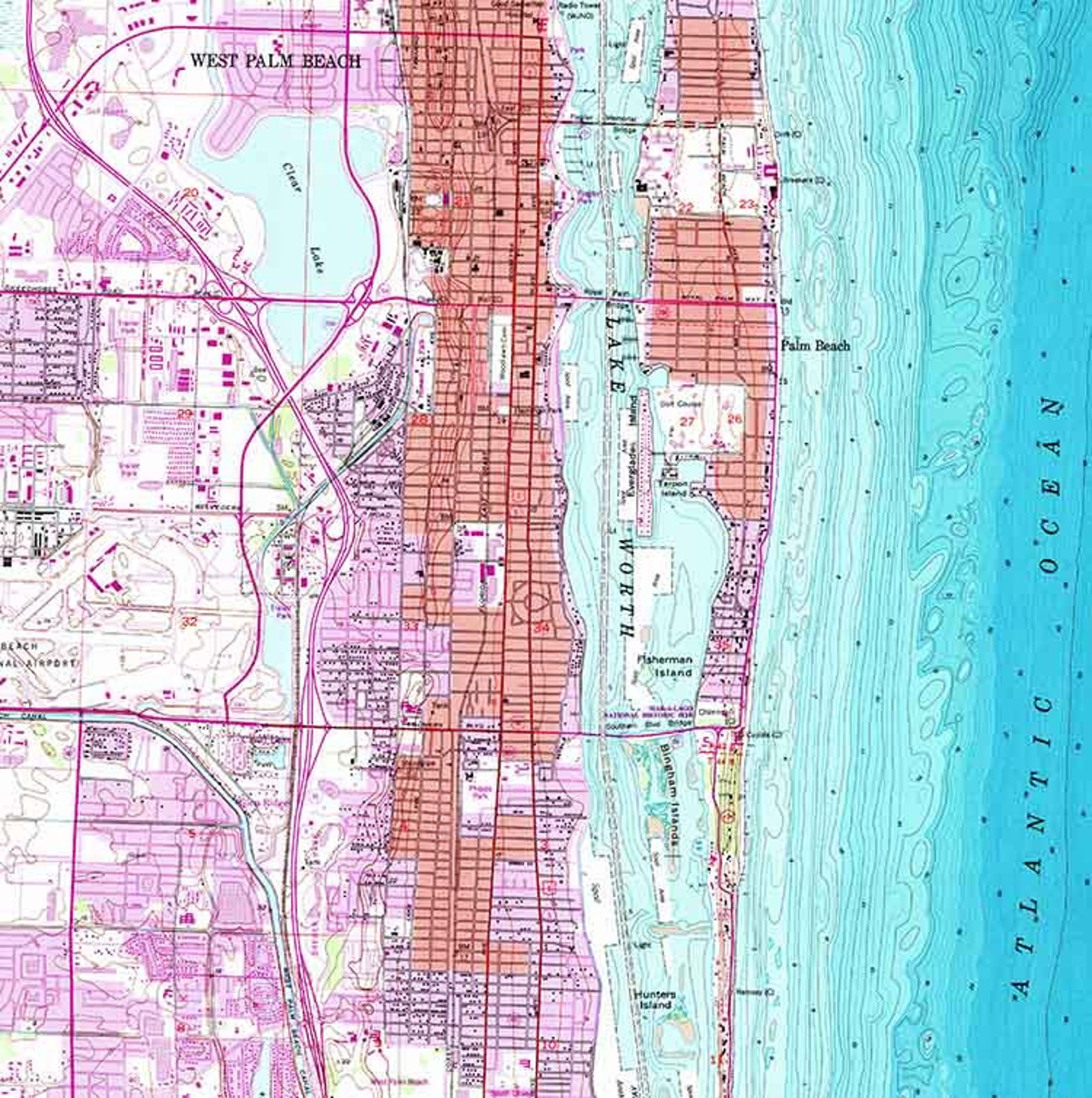 1946 Topo Map of Palm Beach Florida Quadrangle | Etsy