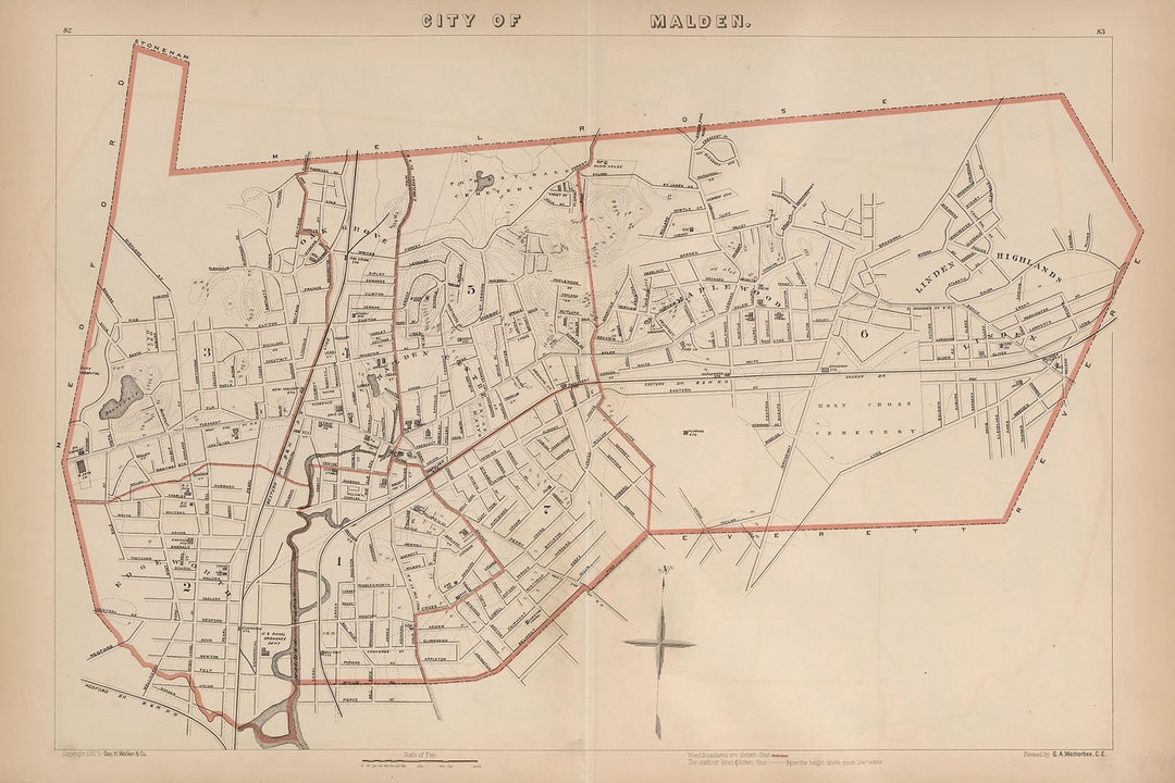 1891 Map of Malden Massachusetts - Etsy