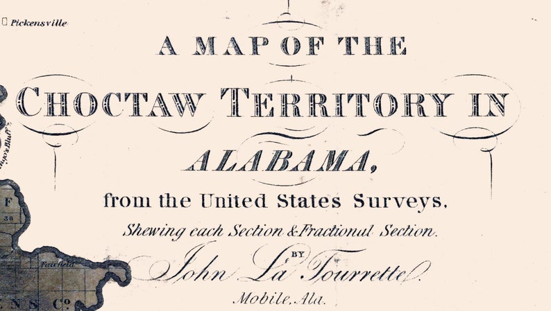 1933 Map of Choctaw Territory Alabama - Etsy