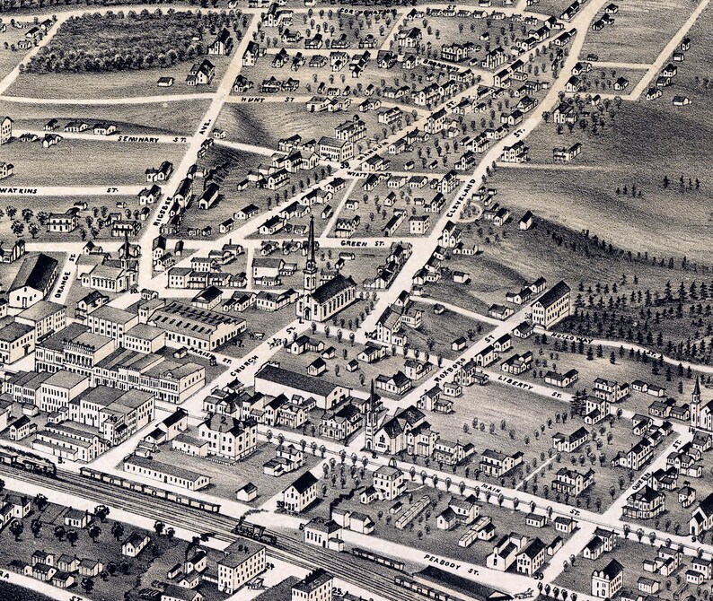 1891 Panoramic Map of Durham North Carolina - Etsy