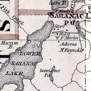 1876 Map of Upper and Lower Saranac Lake New York - Etsy