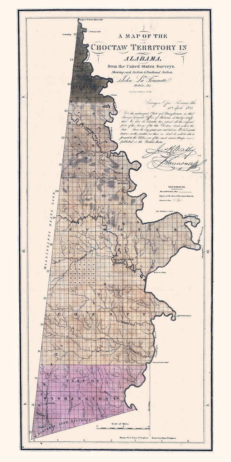 1933 Map of Choctaw Territory Alabama - Etsy