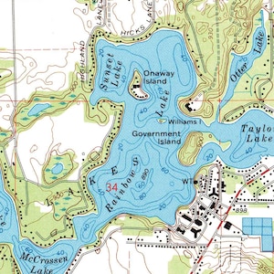 1988 Map of Chain O Lakes Waupaca County Wisconsin - Etsy