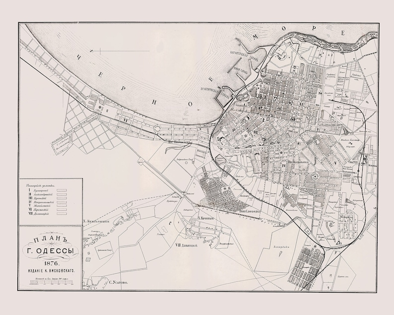 1876 Map of Odessa Ukraine - Etsy