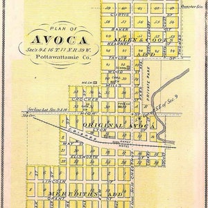 1875 Map of Avoca Pottawattamie County Iowa - Etsy