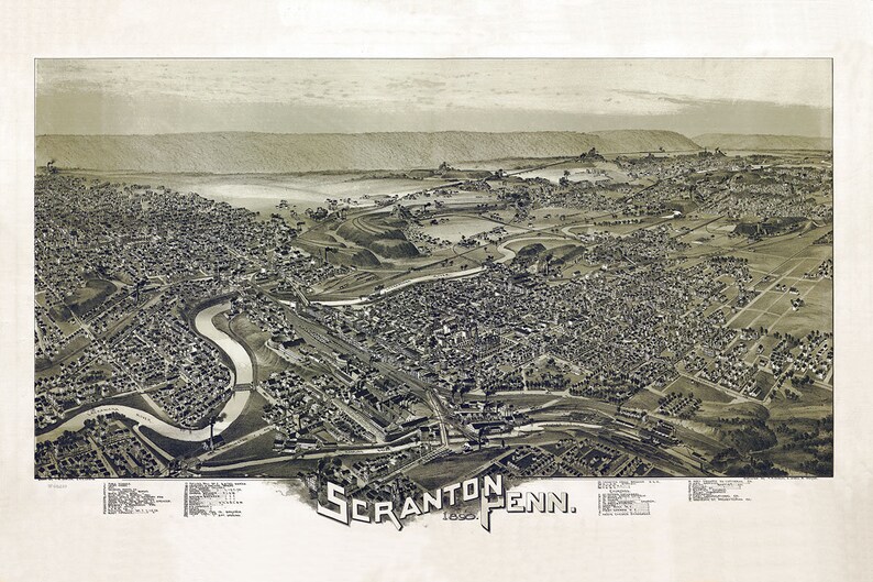 1890 Panoramic Map of Scranton Pennsylvania - Etsy