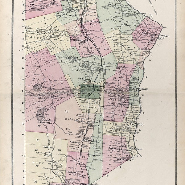 Map of Sullivan County New York - Etsy