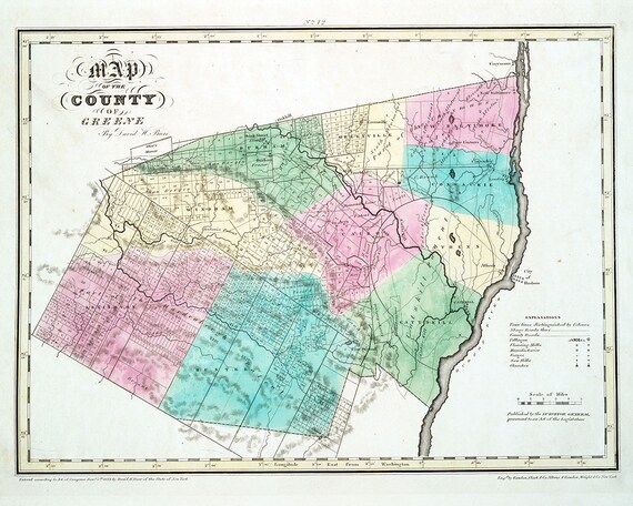 1829 Farm Line Map of Greene County New York | Etsy