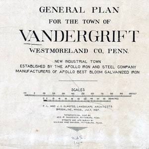 1897 Map of Vandergrift Westmoreland County Pennsylvania - Etsy