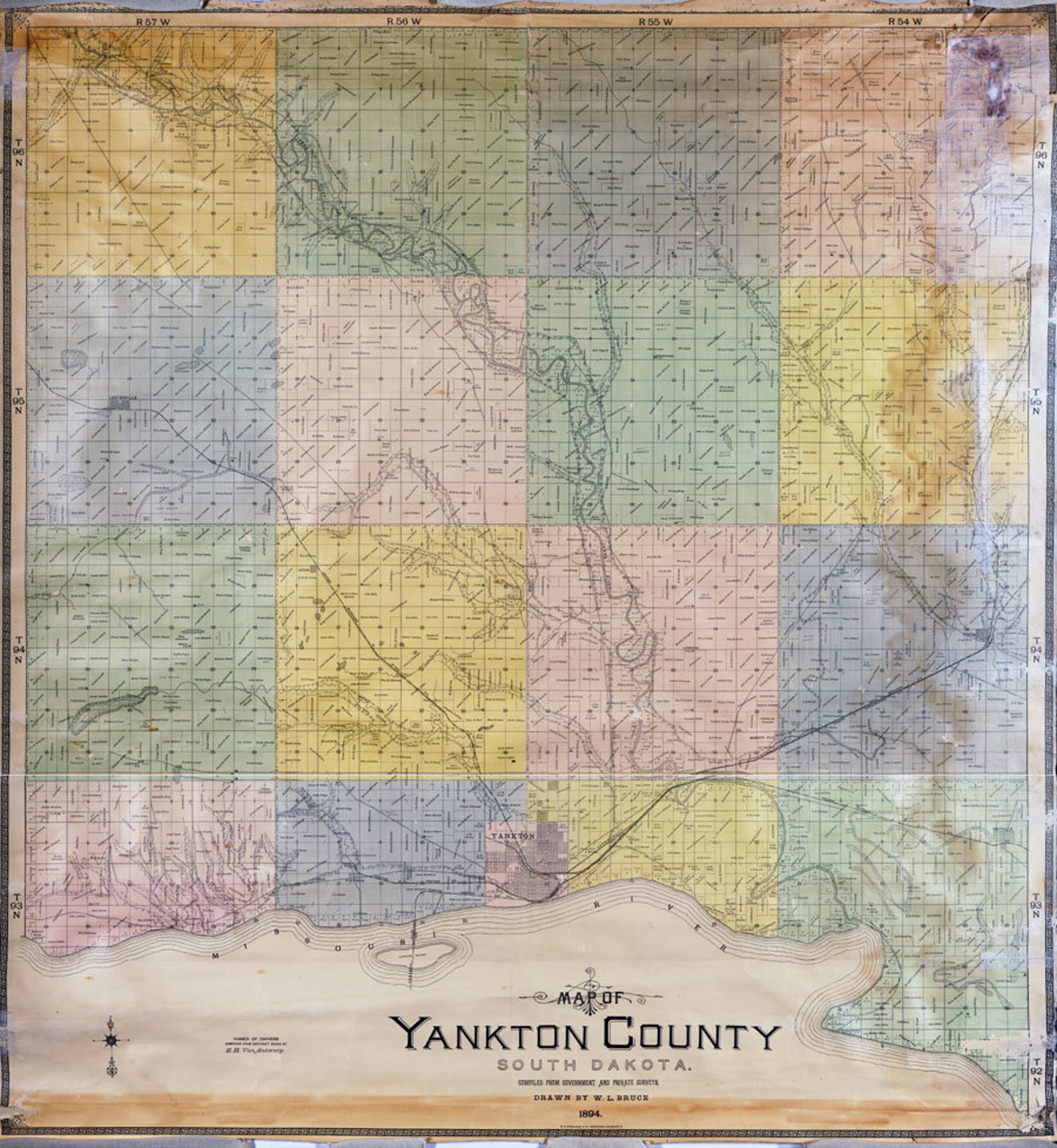 1894 Map of Yankton County South Dakota | Etsy