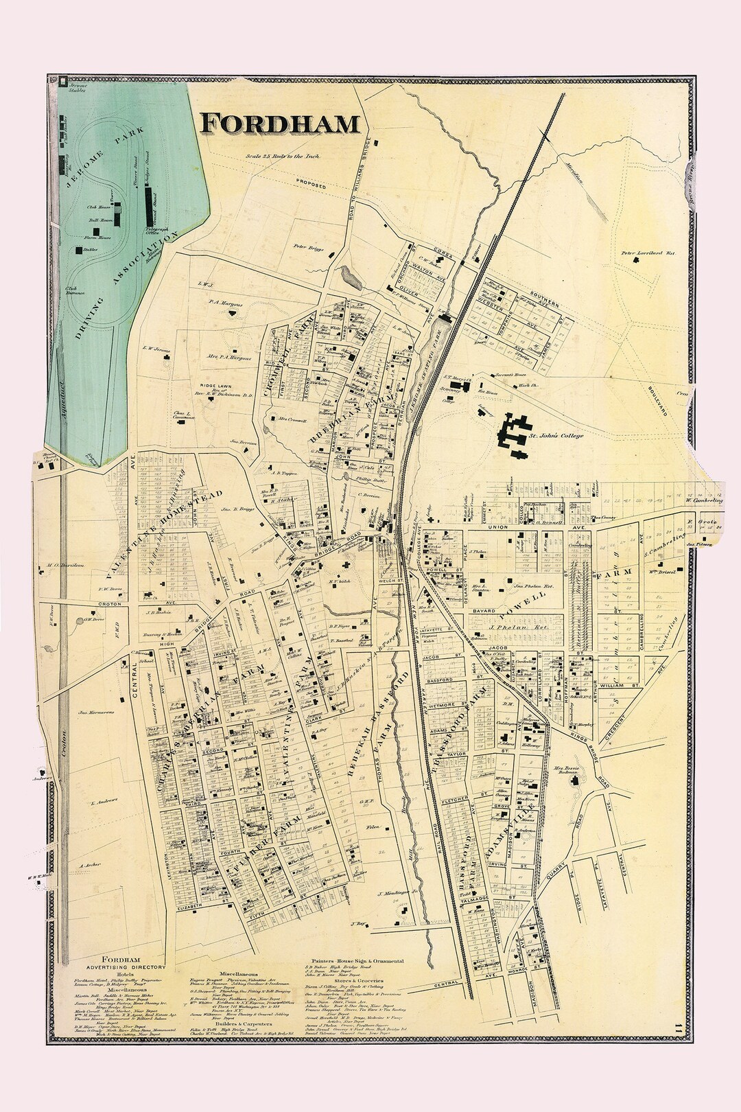 1868 Map of Fordham New York - Etsy