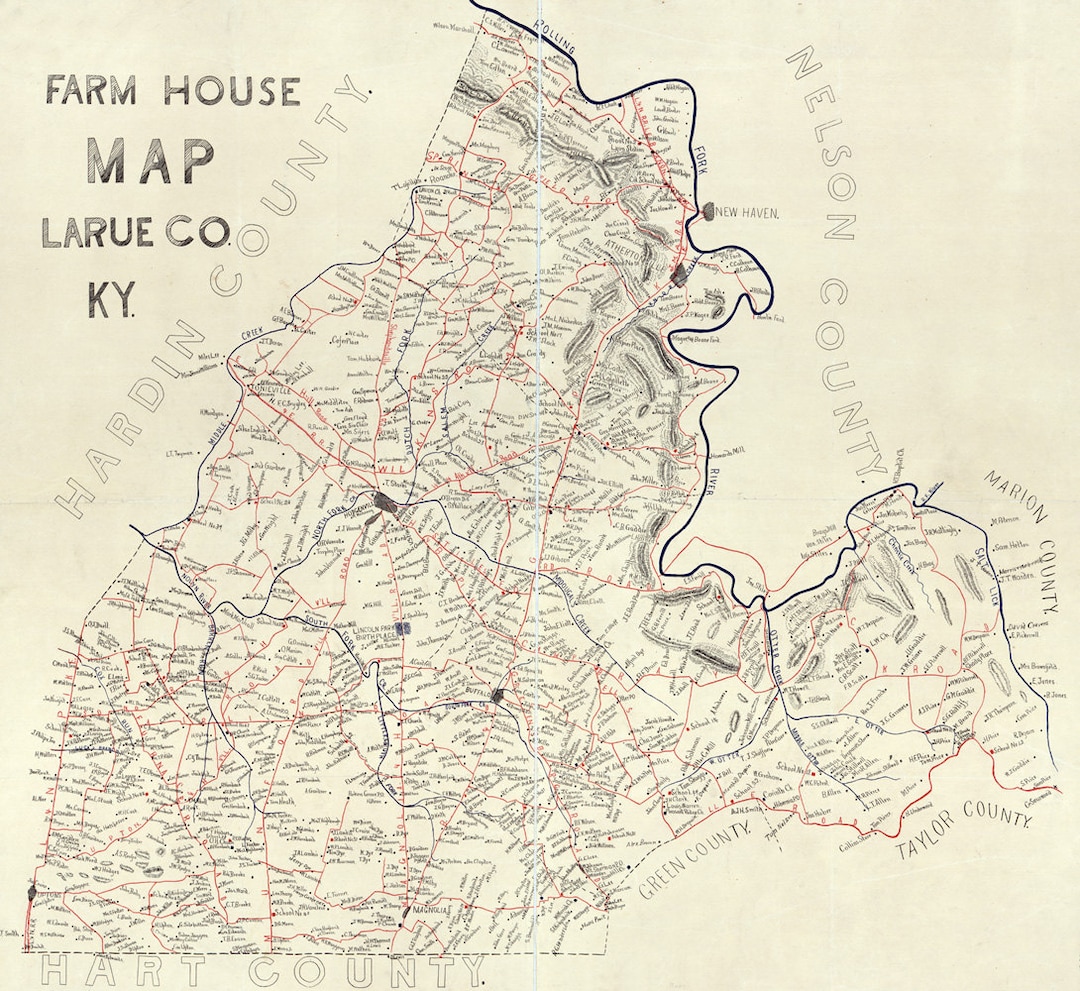 1899 Farm House Map of Larue County Kentucky - Etsy