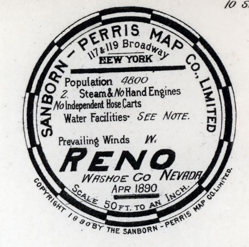 1890 Town Map of Reno Washoe County Nevada - Etsy