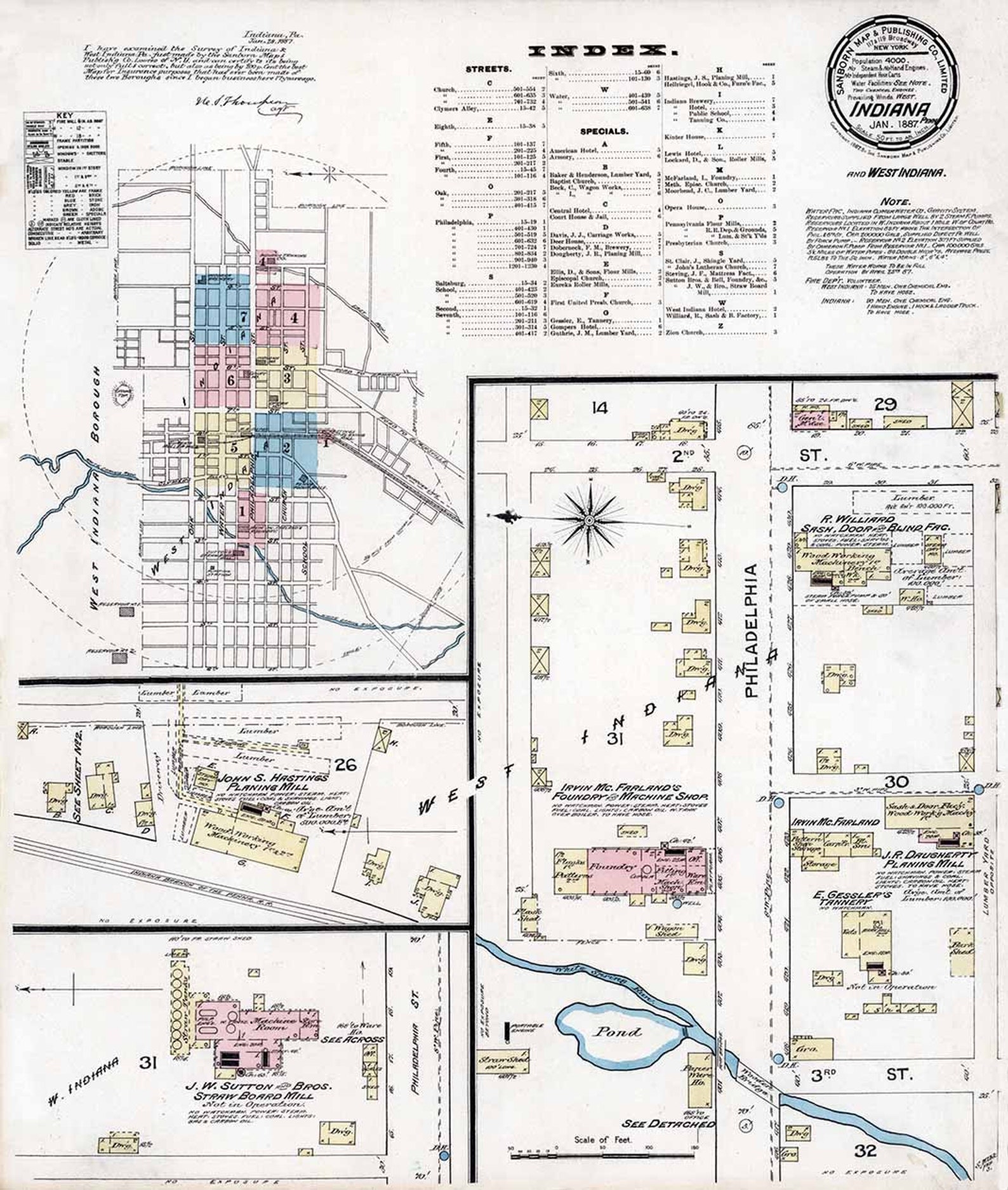 1887 Town Map of Indiana County Pennsylvania - Etsy