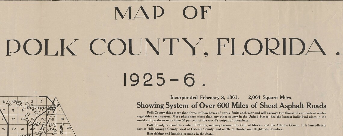 1925 Map of Polk County Florida - Etsy