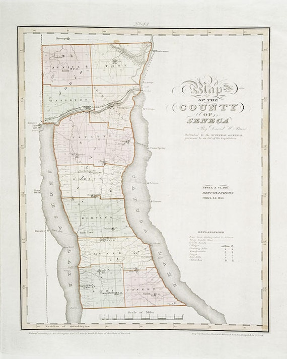 1841 Map of Seneca County New York | Etsy