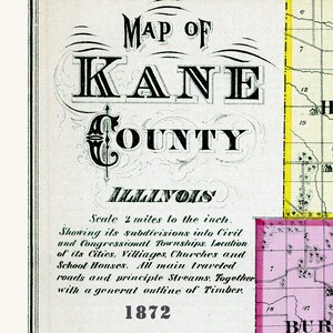 1872 Map of Kane County Illinois - Etsy