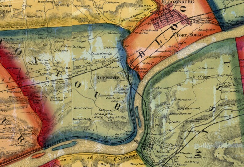 1860 Map of Columbia & Montour County Pennsylvania | Etsy