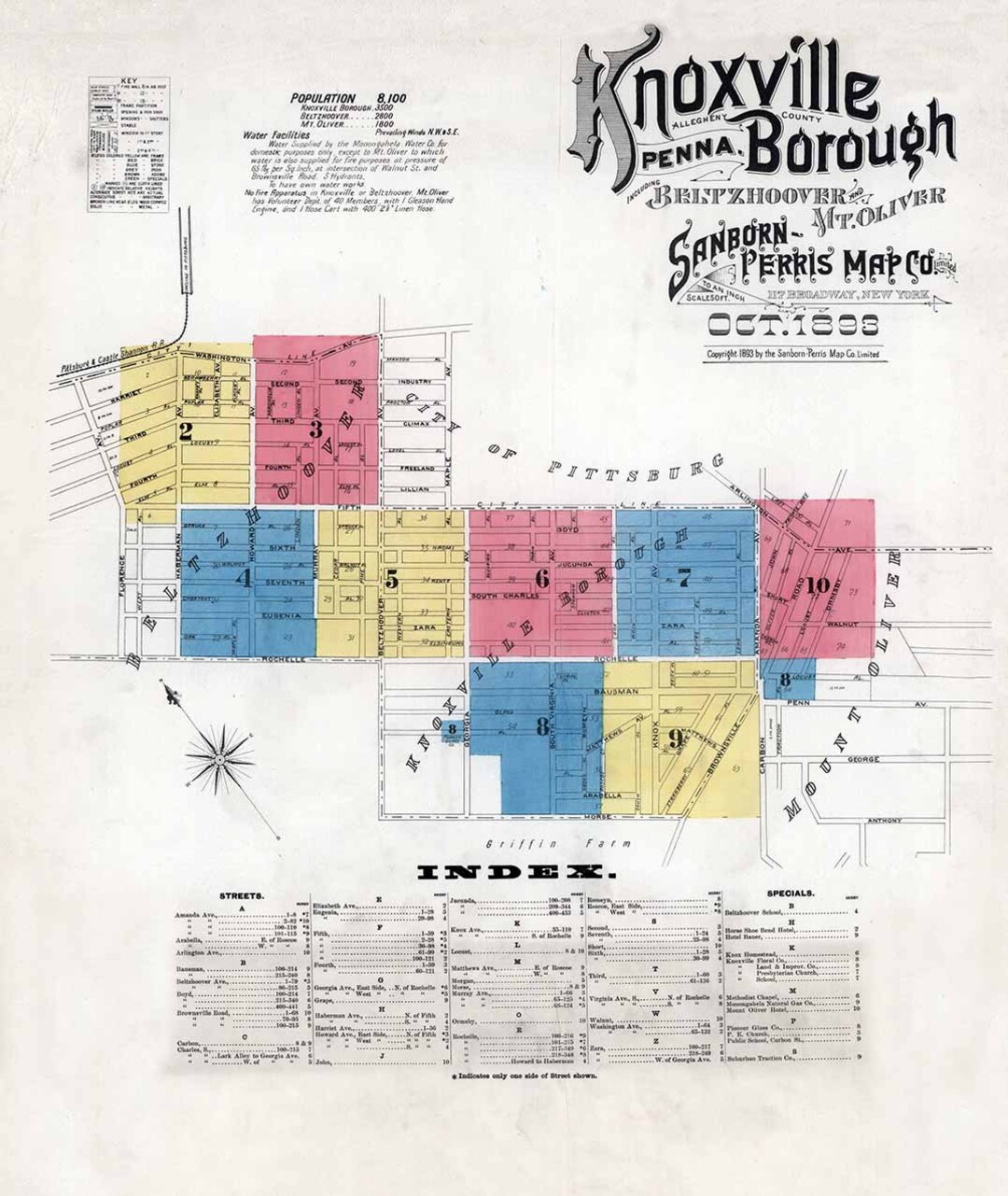 1893 Town Map of Knoxville Borough Allegheny County Pennsylvania - Etsy