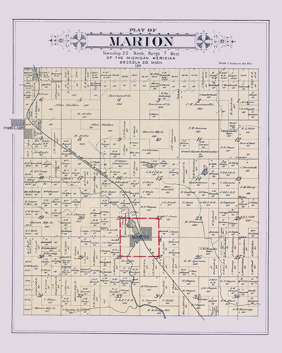 1900 Map of Marion Township Osceola County Michigan - Etsy