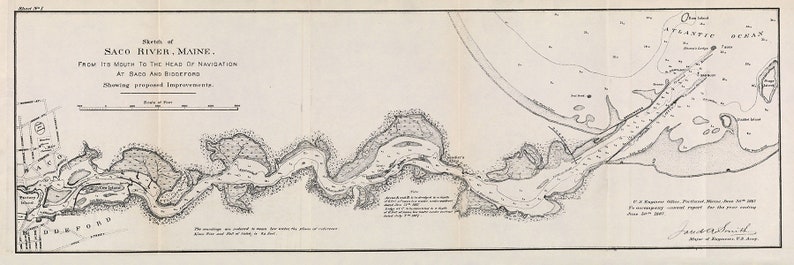 1887 Map of the Saco River Maine - Etsy