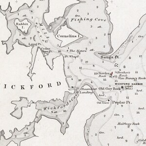 1868 Nautical Chart of Wickford Harbor Rhode Island - Etsy
