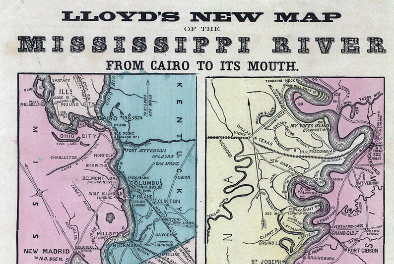 1863 LLoyds Map of the Mississippi River from Cairo to its | Etsy
