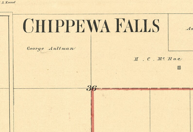 1888 Map of Chippewa Falls Chippewa County Wisconsin - Etsy