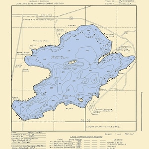 1939 Map of Manson Lake Oneida County Wisconsin - Etsy