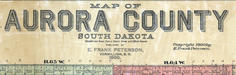 1900 Map of Aurora County South Dakota White Lake - Etsy