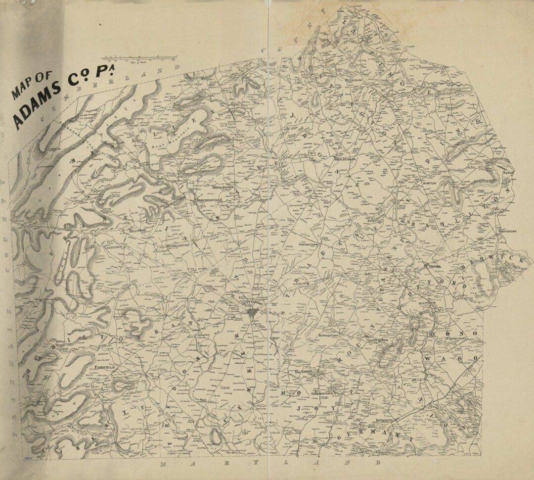 1858 Map of Adams County Pennsylvania Gettysburg Farm Names - Etsy