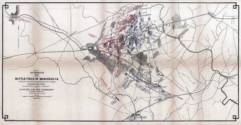 1862 Map of the Battlefield of Manassas Virginia - Etsy
